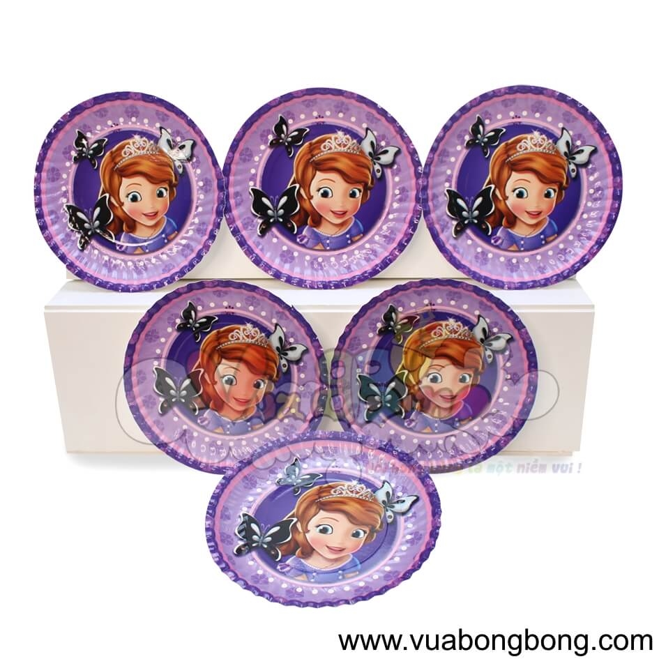 Bộ đồ dùng phụ kiện trang trí bàn tiệc sinh nhật công chúa sofia set mega|Vua bong bóng shop.