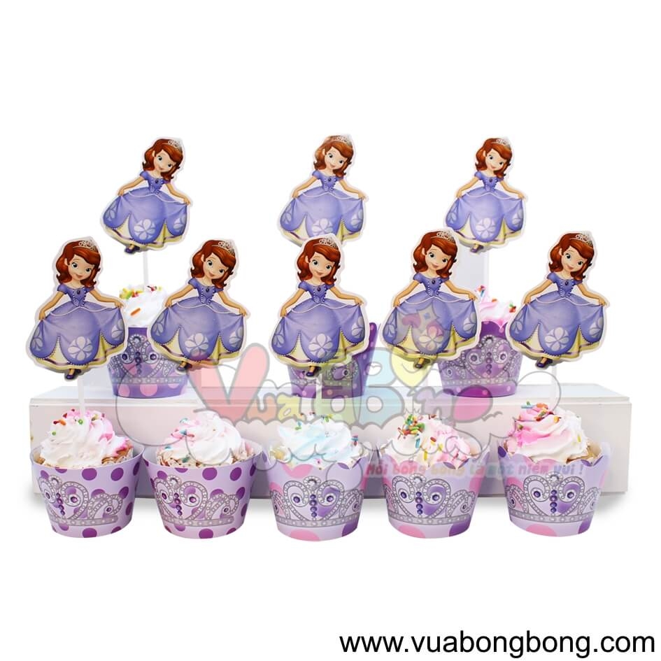 Bộ đồ dùng phụ kiện trang trí bàn tiệc sinh nhật công chúa sofia set mega|Vua bong bóng shop.
